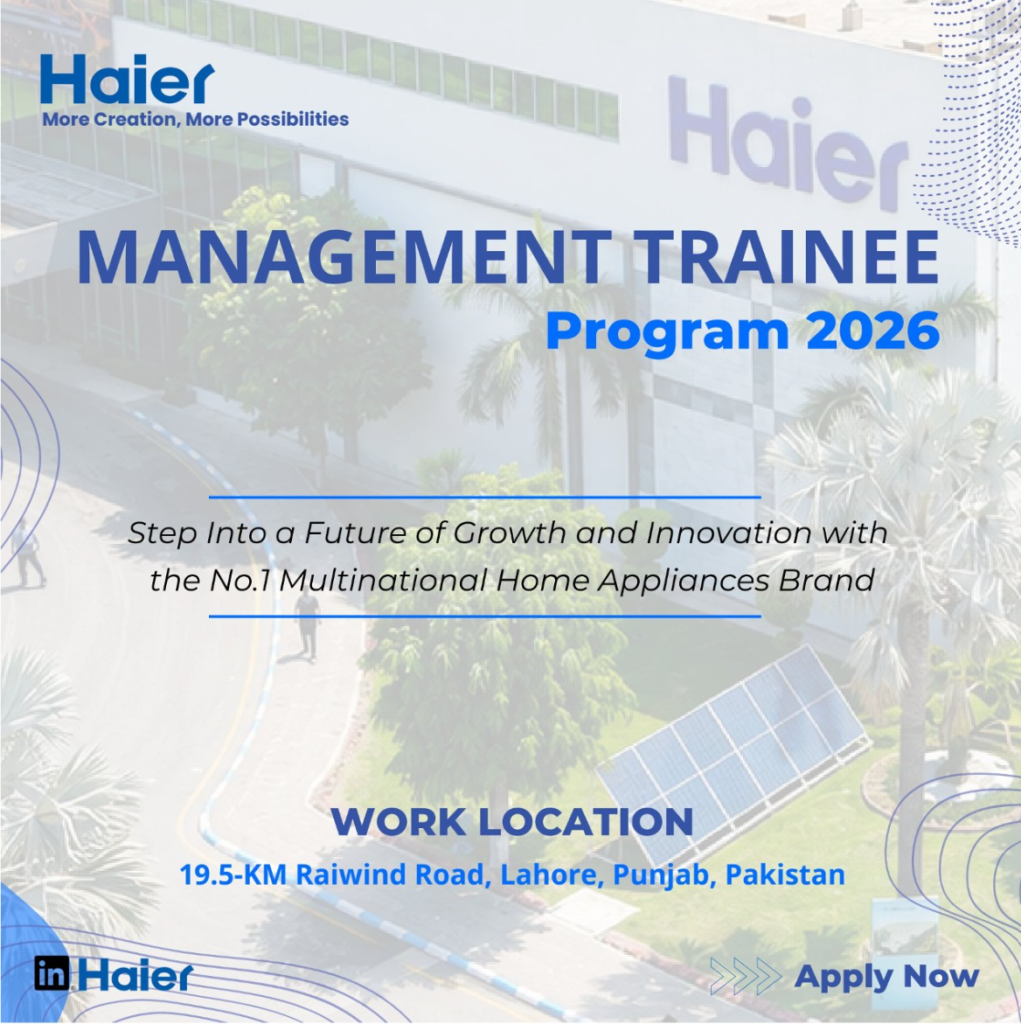 Haier Pakistan Management Trainee Officer Jobs 2026